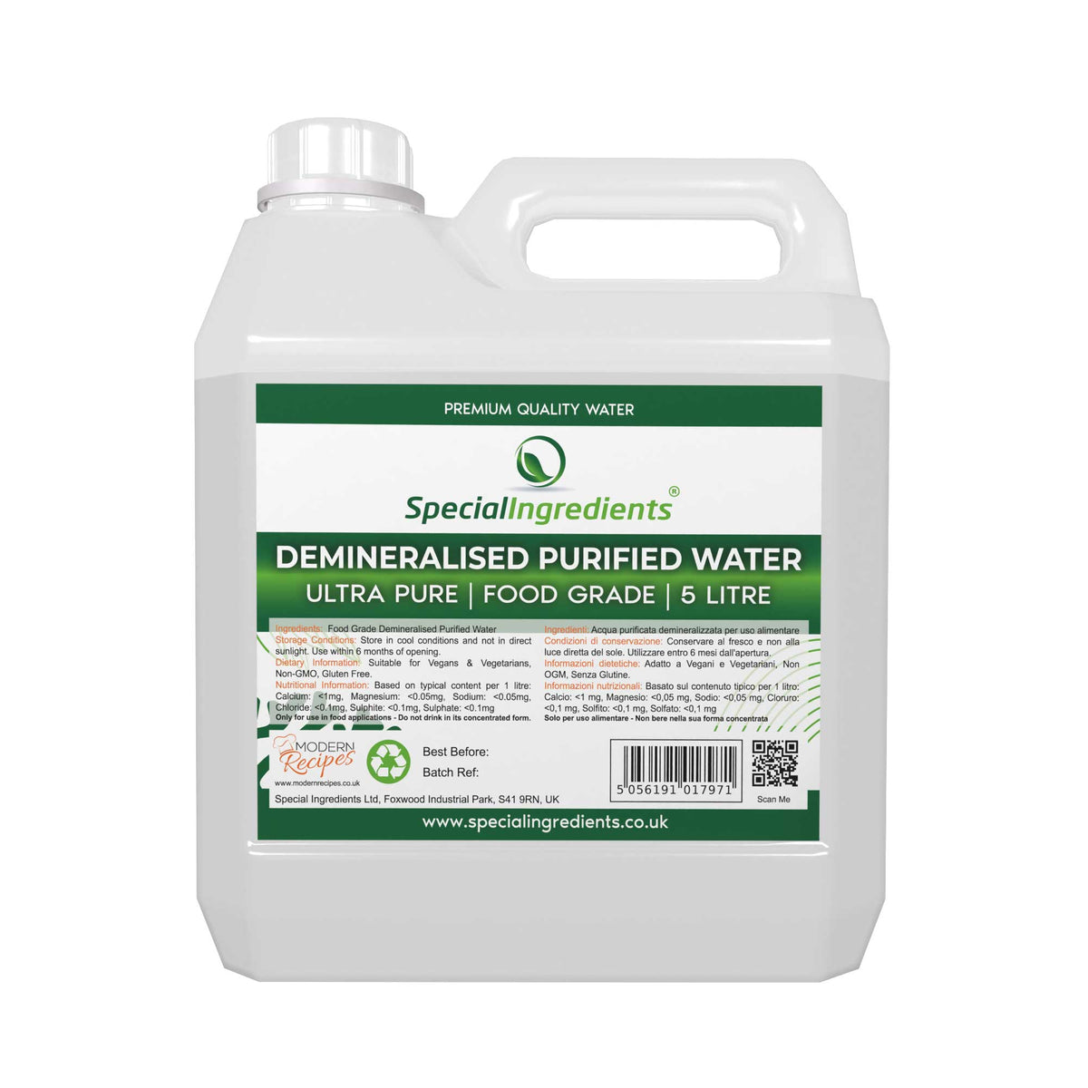 Demineralised Purified Water | 5 Litre — Special Ingredients