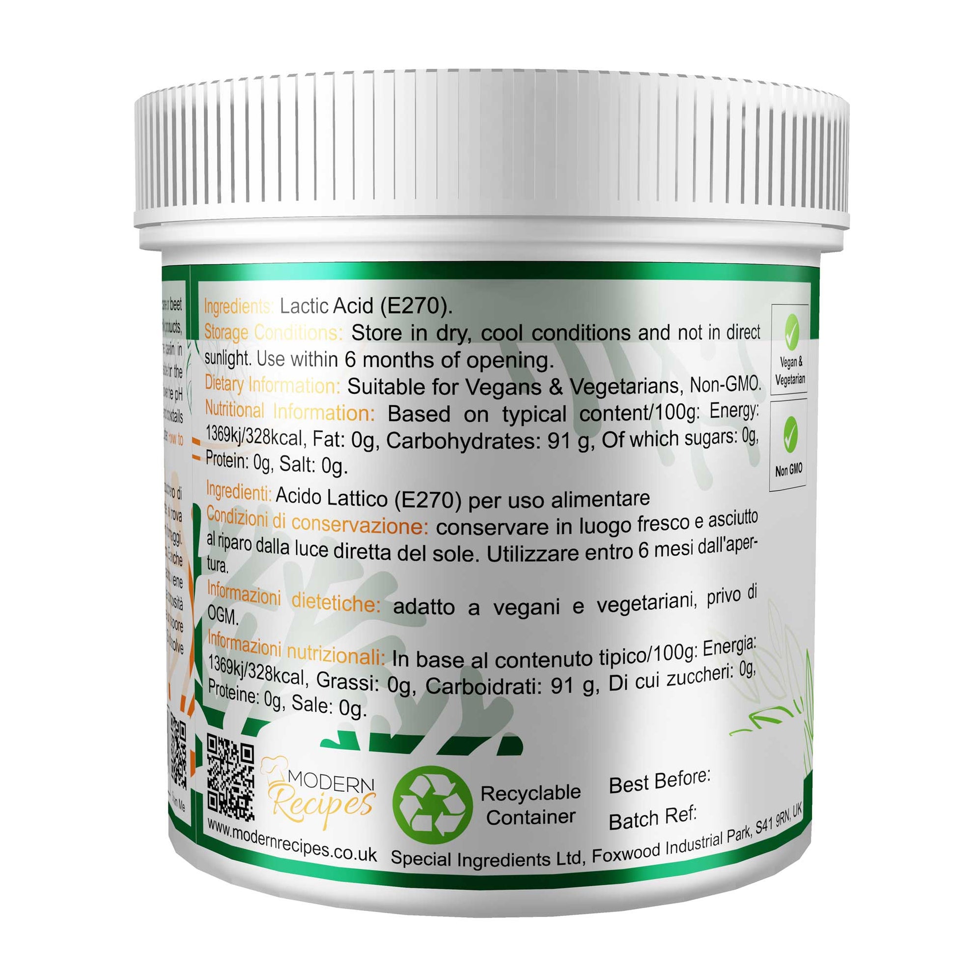 Lactic Acid | 500 G Of Lactic Acid Powder - E270 — Special Ingredients